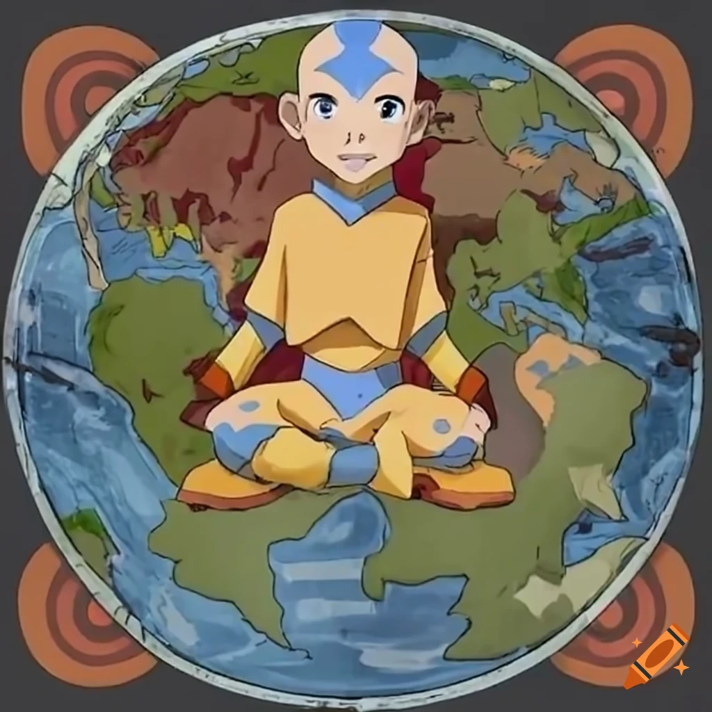 Avatar aang with earth nations on Craiyon
