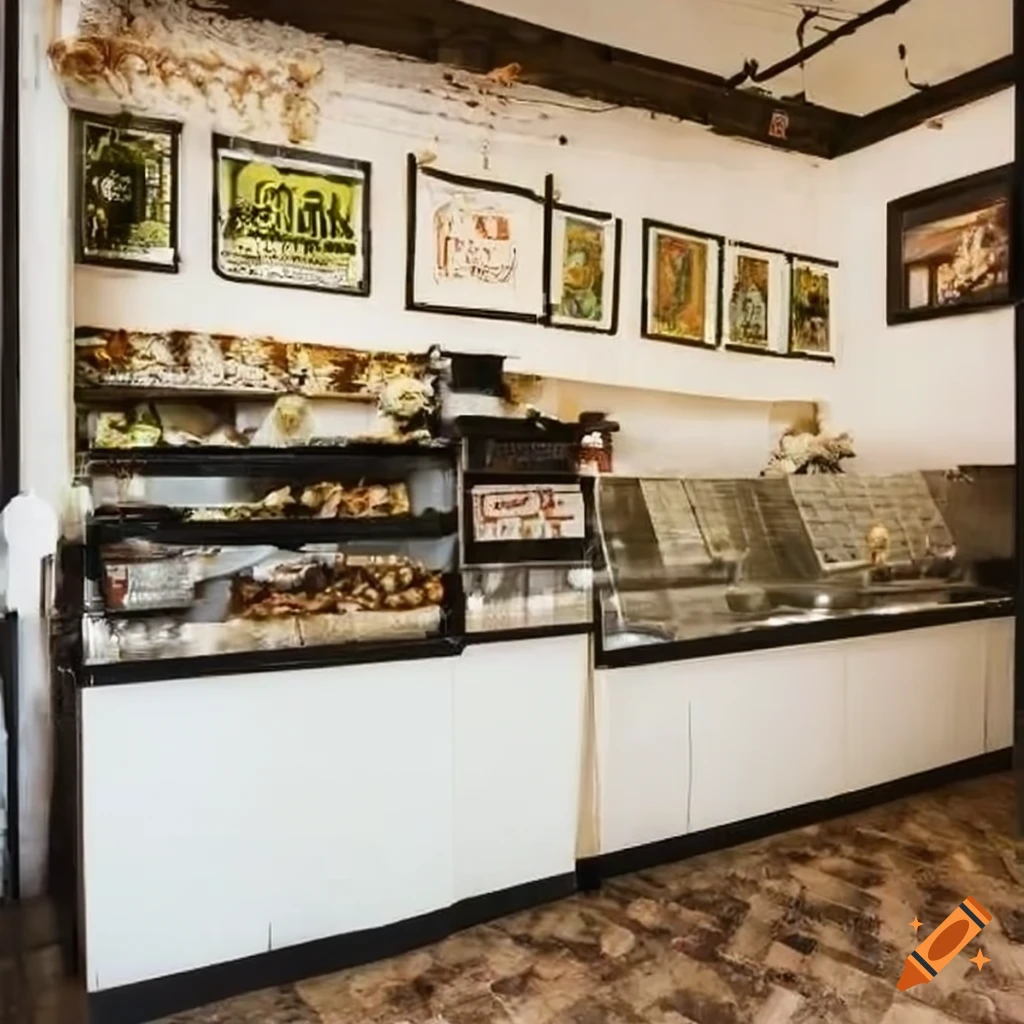 Interior of a small and quaint sandwich shop on Craiyon