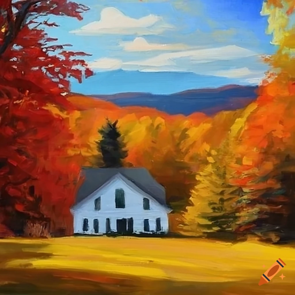Vermont autumn landscape painting on Craiyon