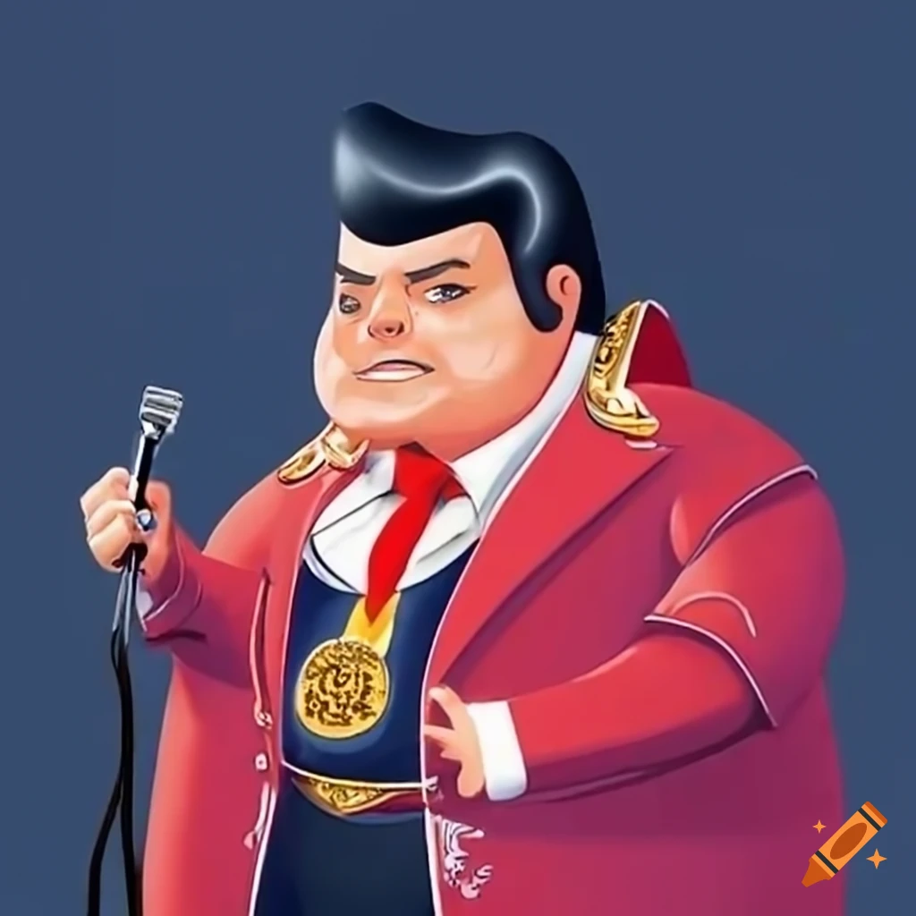 Cartoon character of a person dressed as elvis with a humorous twist on ...