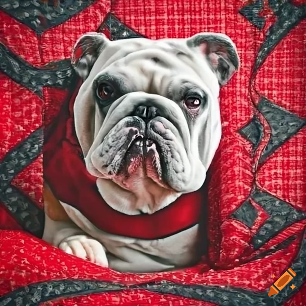 Uga bulldog wrapped in a quilt on Craiyon