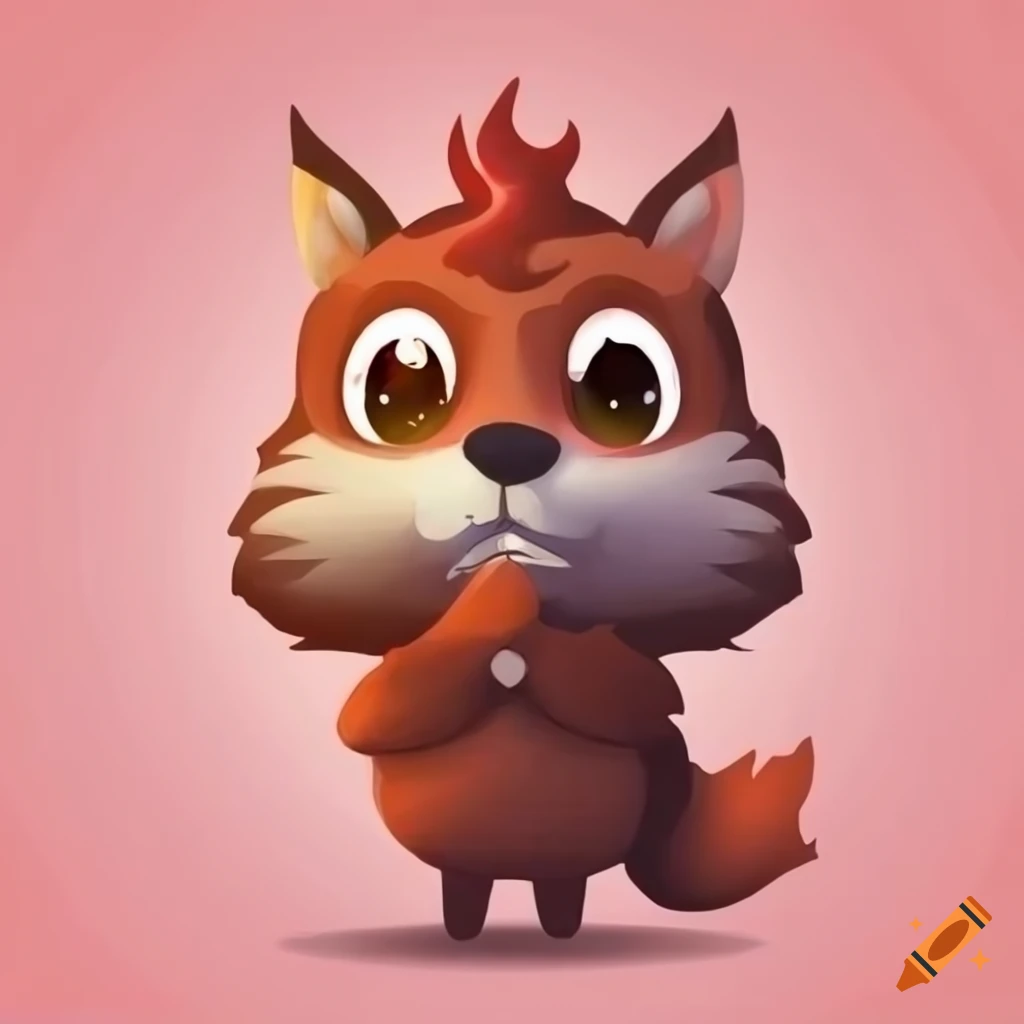 Adorable red wolf character with a cheerful expression and stylish ...