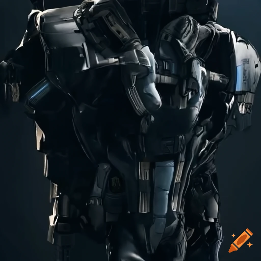 Futuristic exosuit in a realistic setting on Craiyon