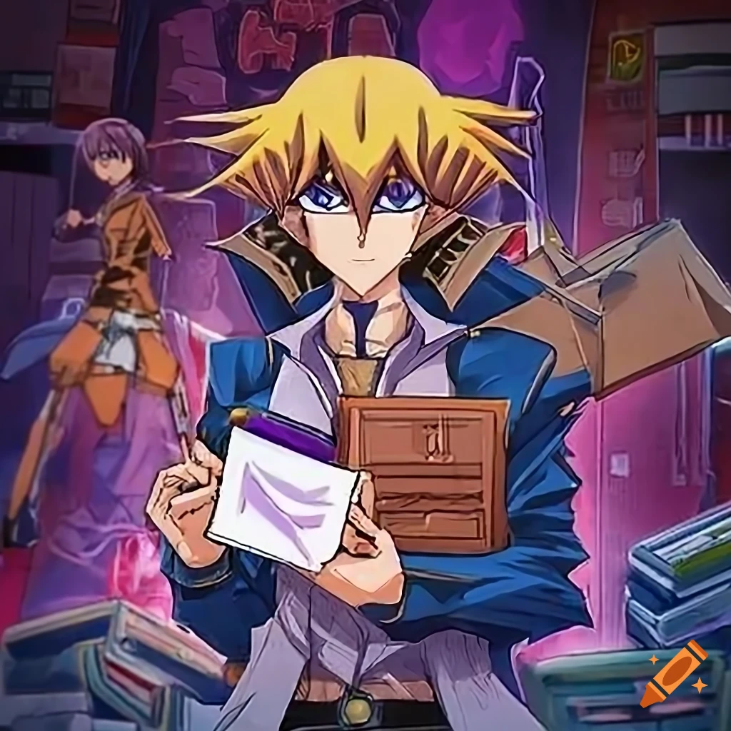Anime characters exchanging mail at a post office in yu-gi-oh art on ...