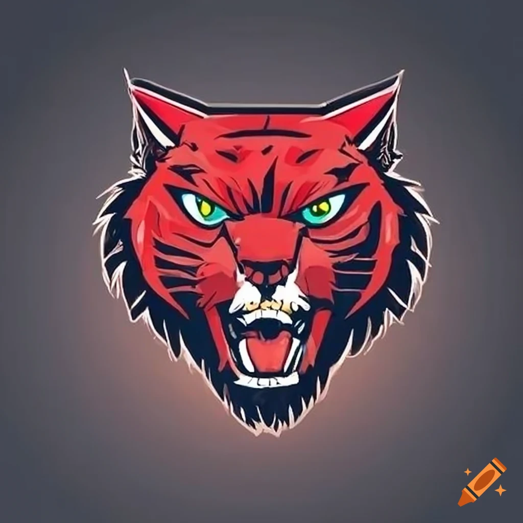 Red and black wildcat mascot on Craiyon