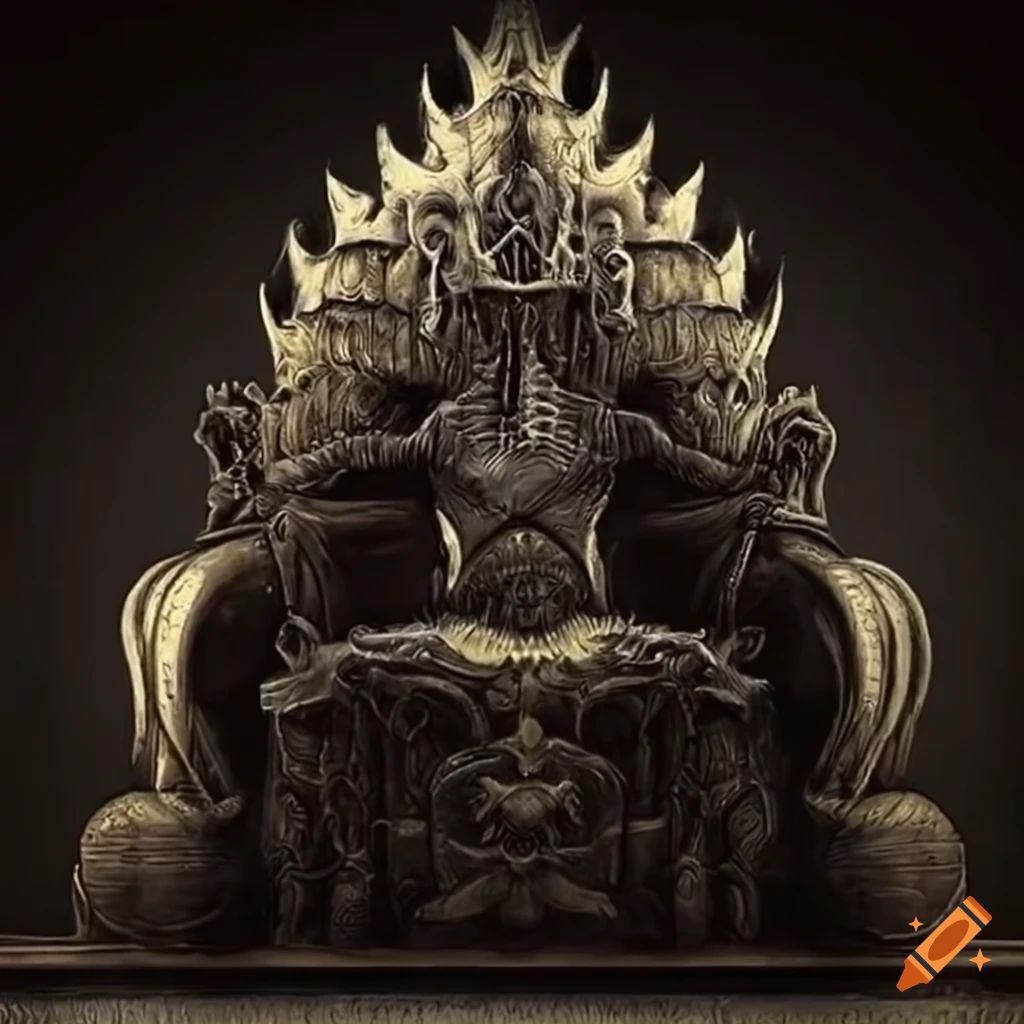 Royal barbarian throne with optical illusion art by escher and giger on ...