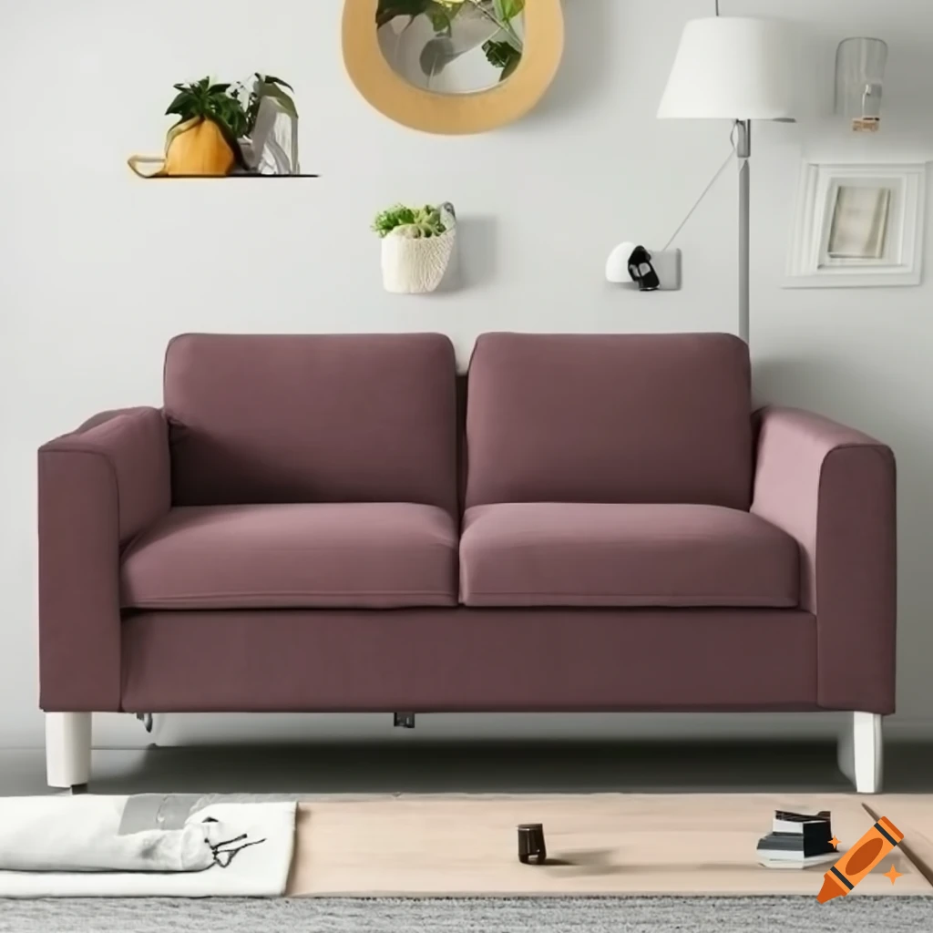 Front view of an ikea sofa on Craiyon