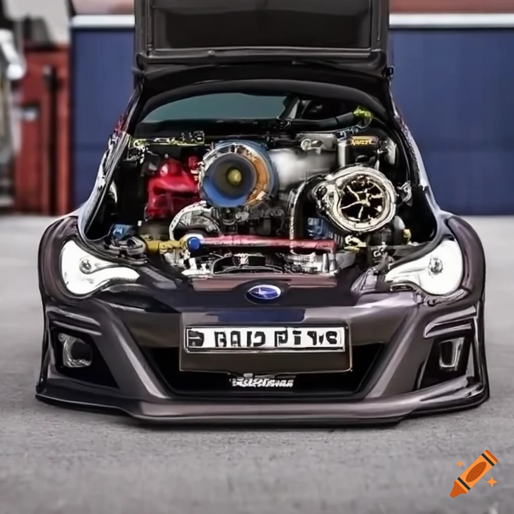 Modified Subaru BRZ with V8 engine swap on Craiyon