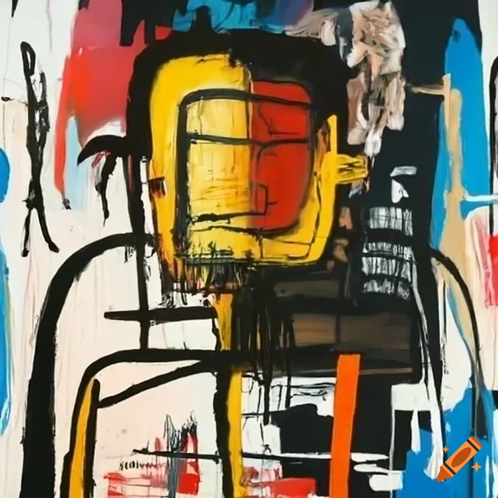 Albert oehlen and basquiat painting a table together on Craiyon