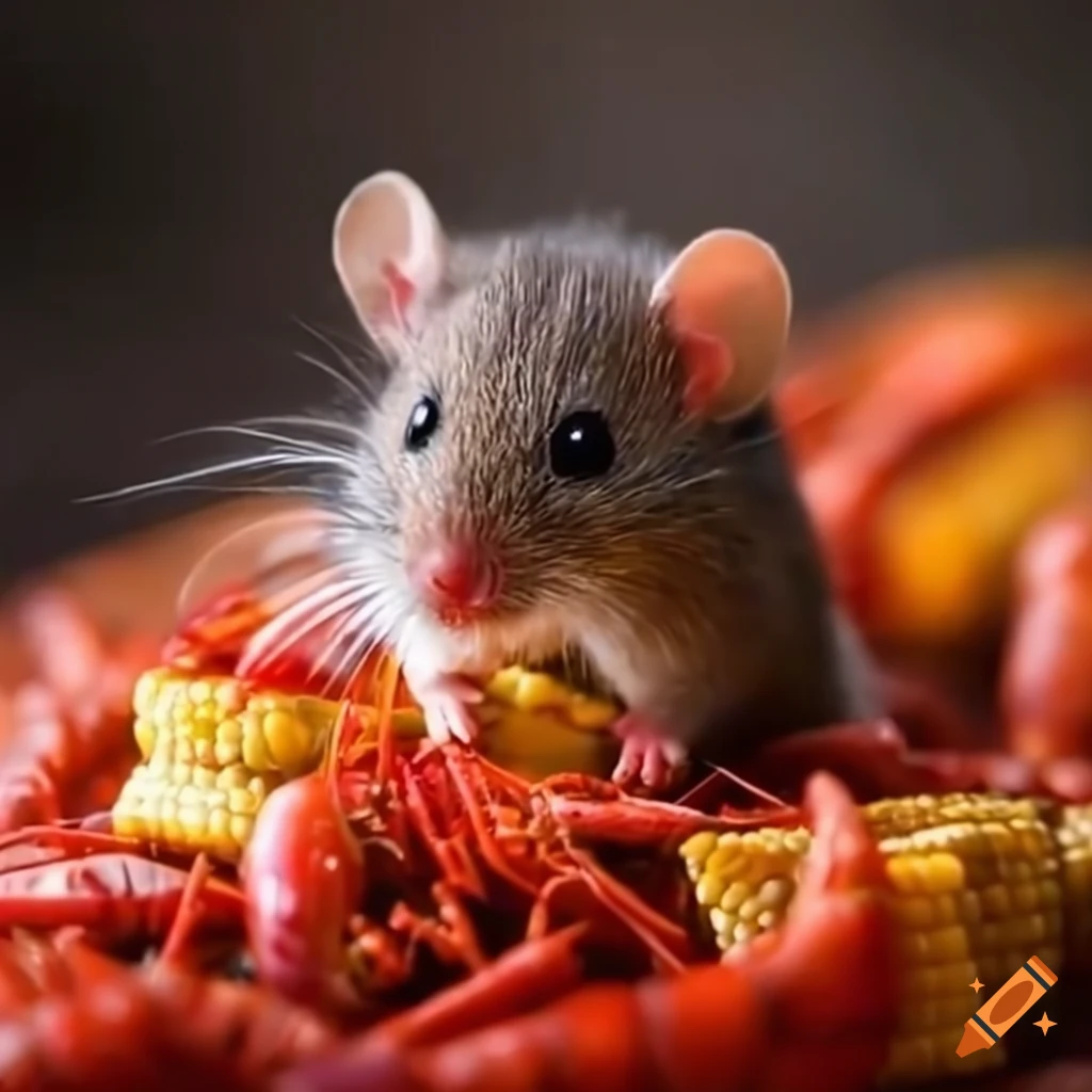 Cute little mouse enjoying a delicious meal on Craiyon