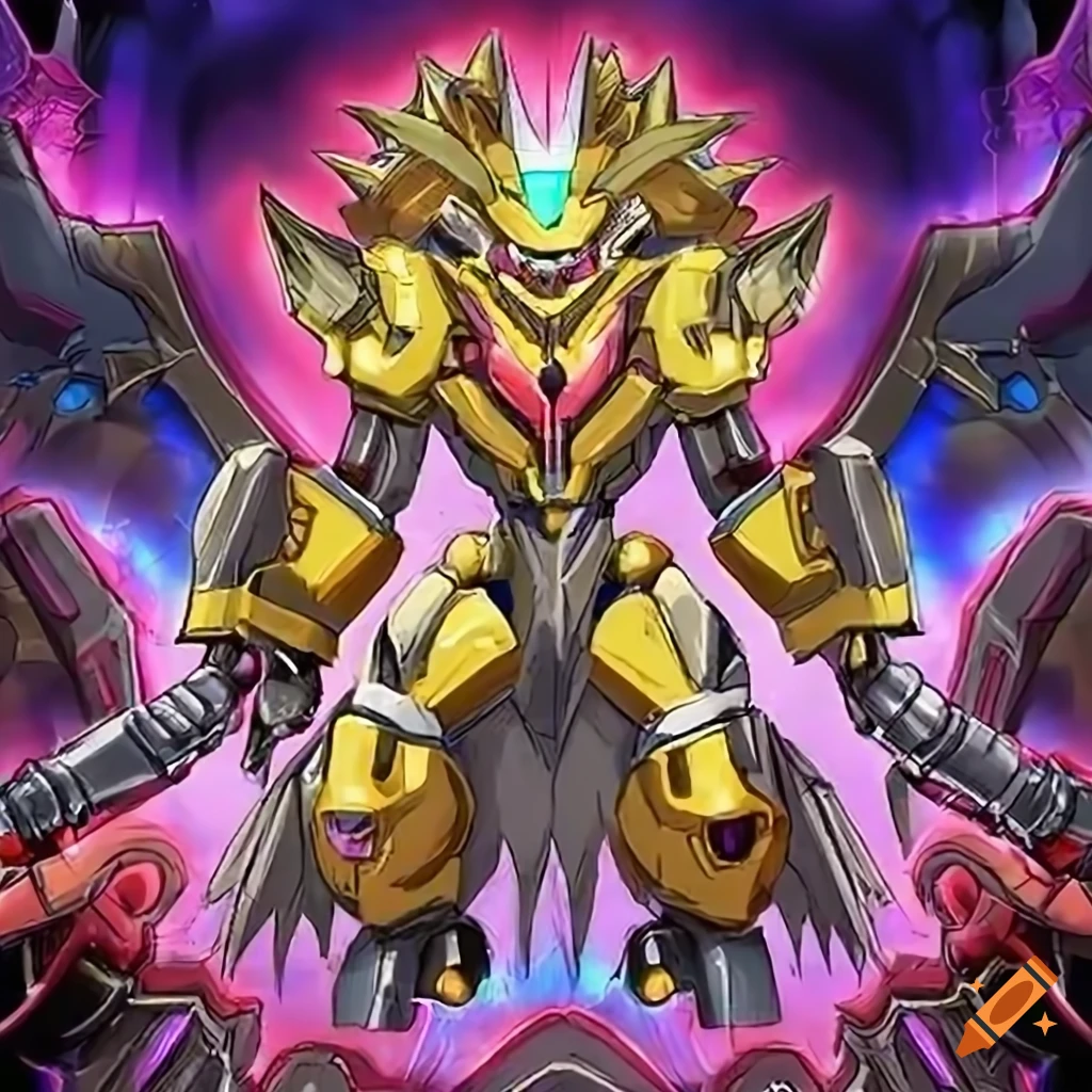 Mecha lion in yu-gi-oh art style on Craiyon
