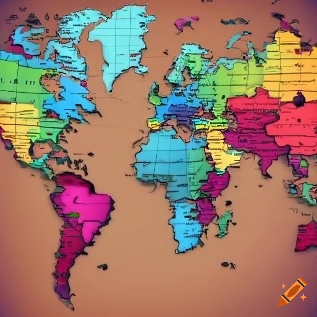 Colorful world map on Craiyon