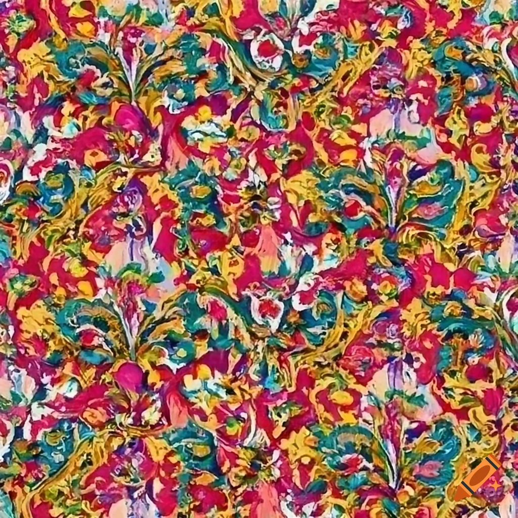 Intricate floral rococo pattern in an oil painting on Craiyon