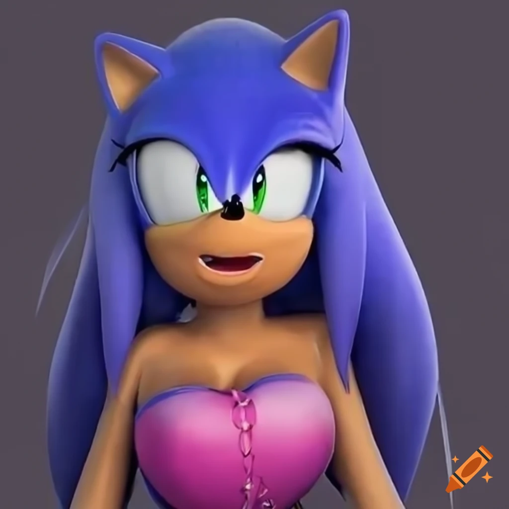 Artistic portrayal of female sonic the hedgehog inspired by her friend rouge on Craiyon