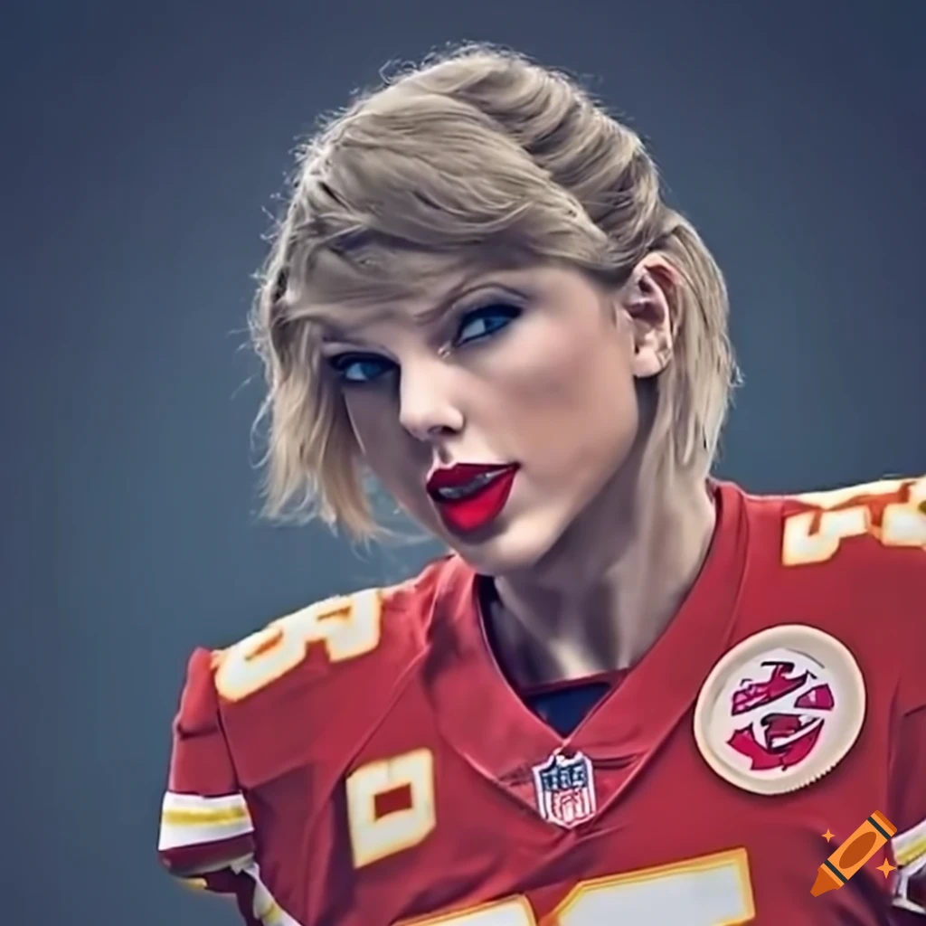 Kansas city chiefs player making a touchdown with taylor swift on Craiyon