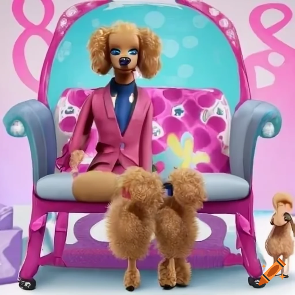 Detective barbie poodle sitting in easter decoration on Craiyon
