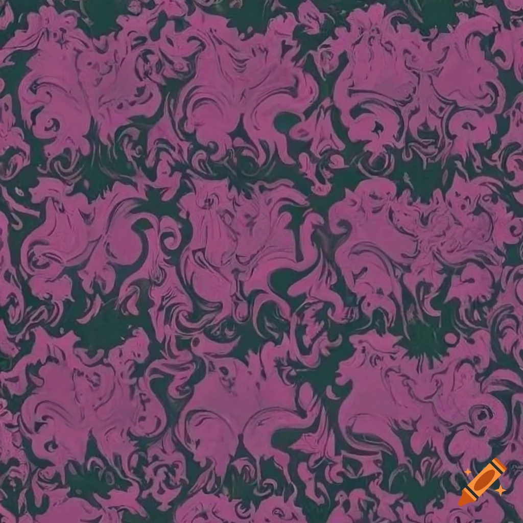 Rococo grotesque pattern with iridescent colors and repeating ...