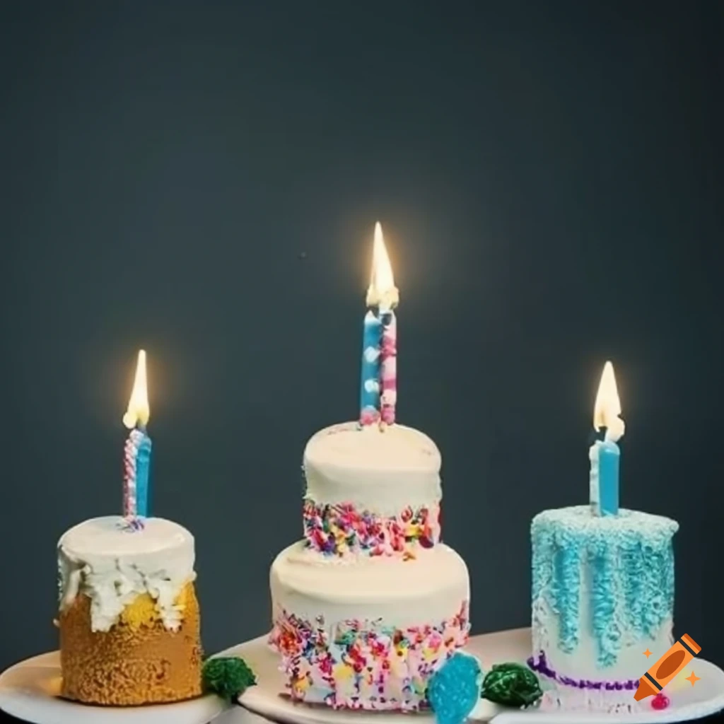 Magnificent 3rd birthday cake with 3 neatly aligned candles on Craiyon