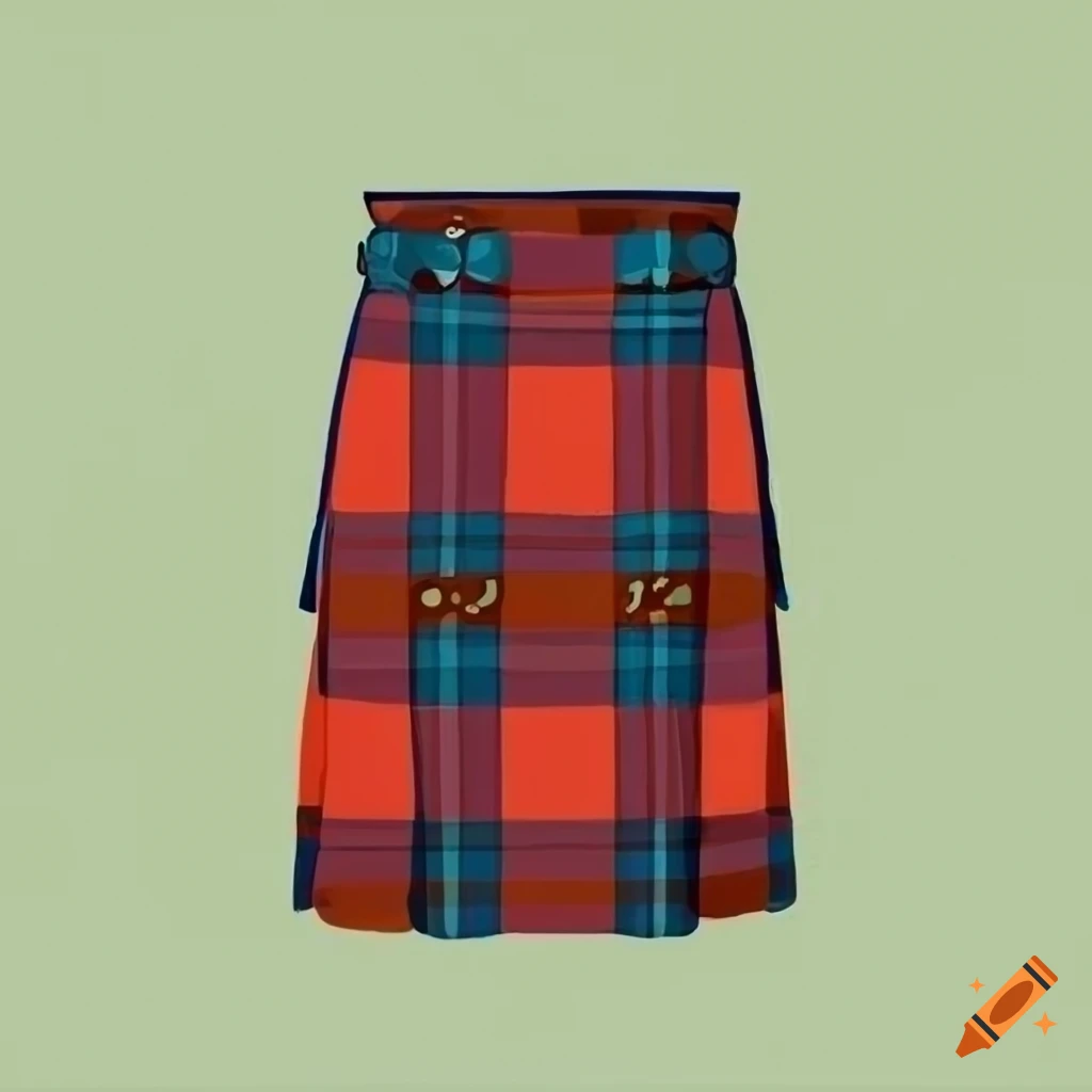 Illustration painting of traditional scottish folk kilt in minimal ...