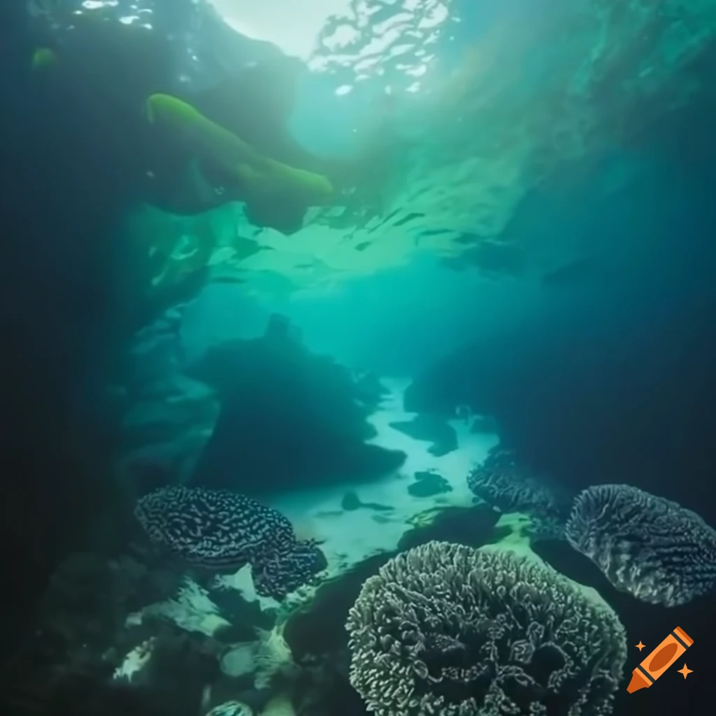 Enchanted Underwater Realm - hidden saltwater lake in mystical mountain ...