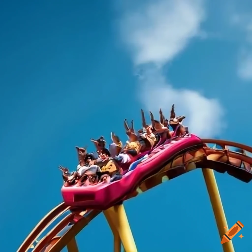 People riding a roller coaster at universal on Craiyon