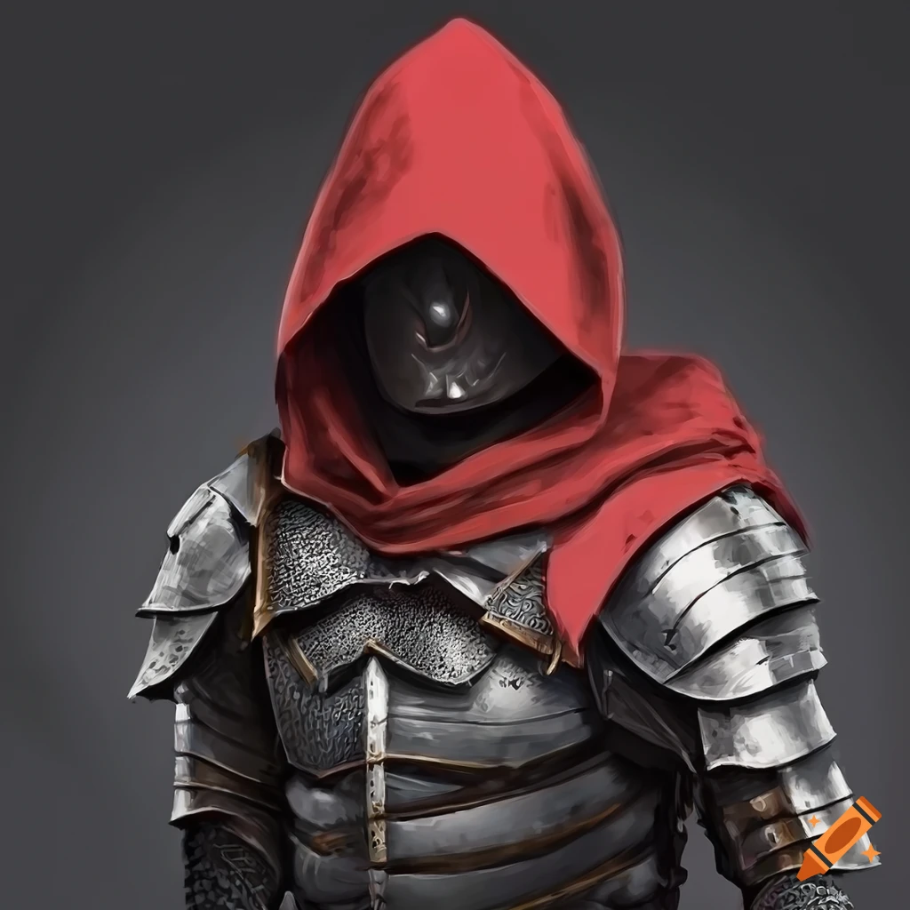 Male fantasy knight in black plate armor with covered face on Craiyon