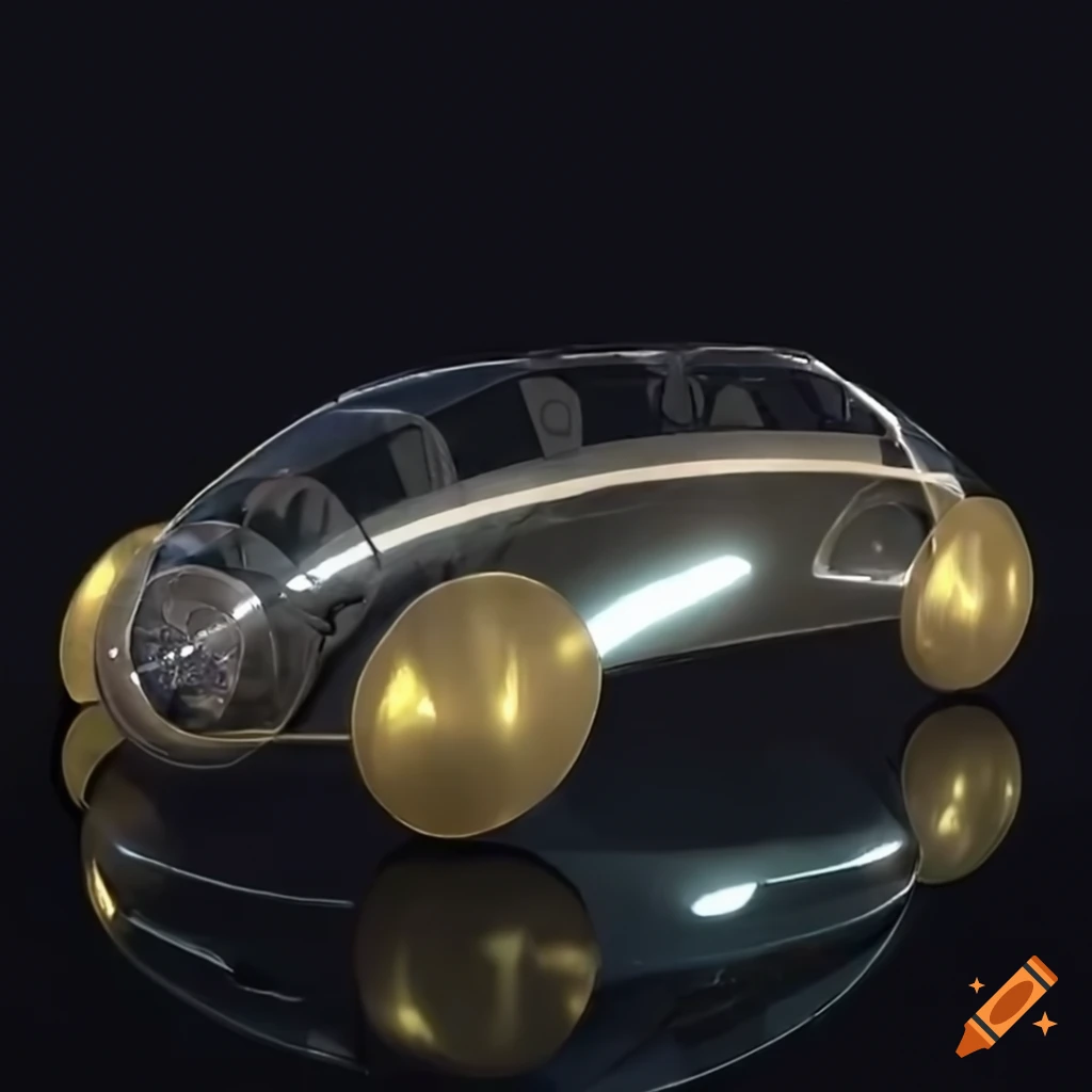 Futuristic concept car with chrome and glass in a wide angle view on ...
