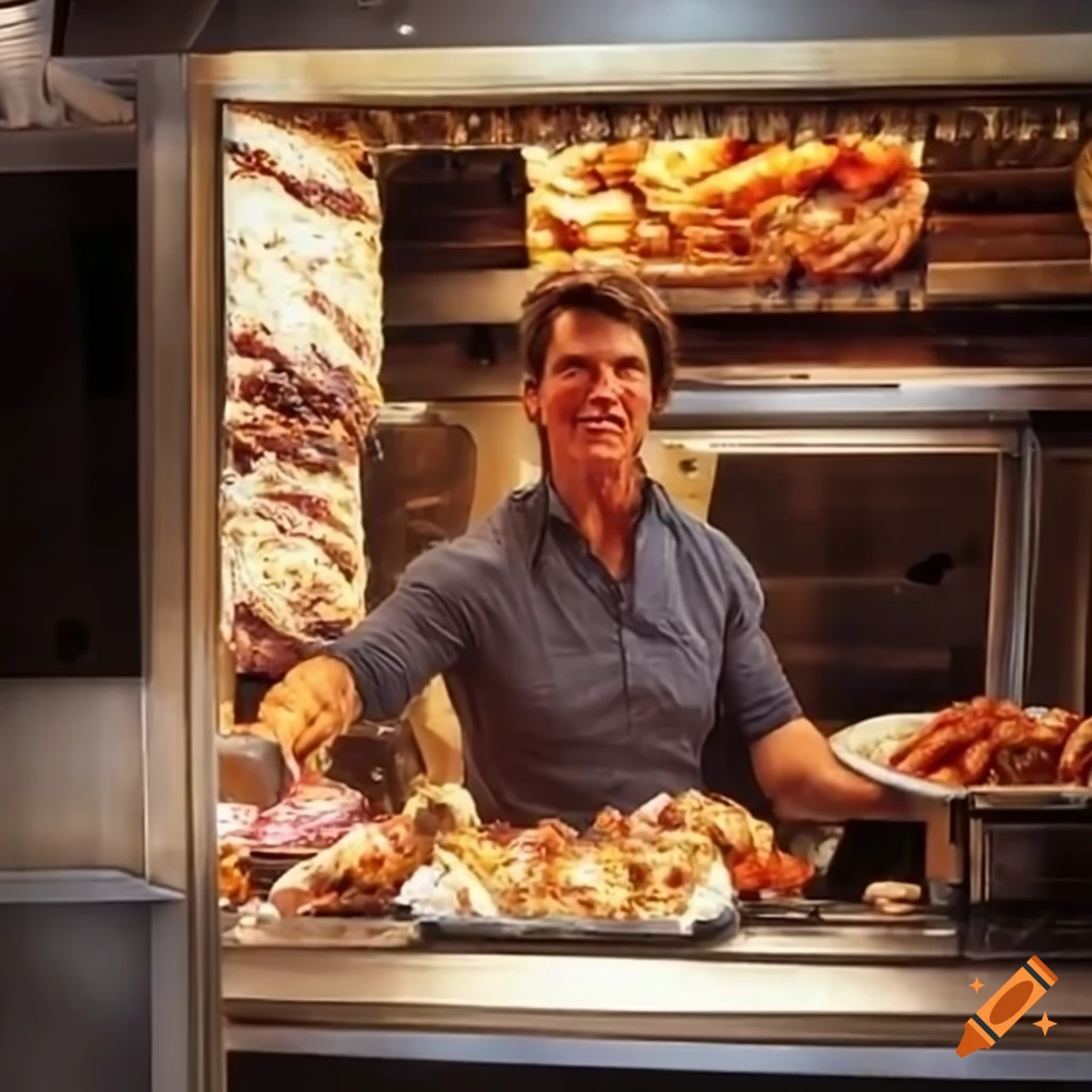 Tom cruise working in a kebab shop on Craiyon