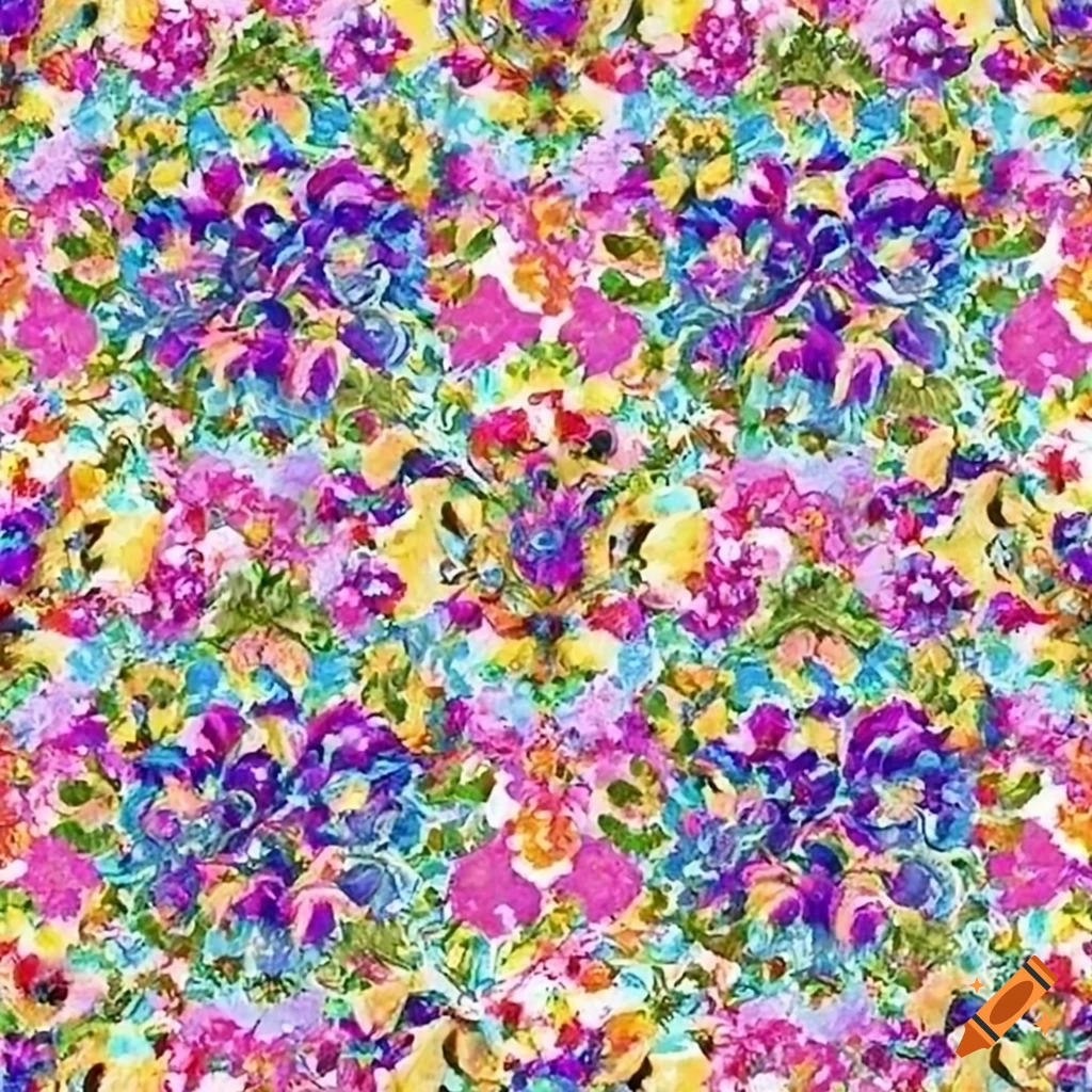 Rainbow pastel rococo floral pattern in oil painting on Craiyon