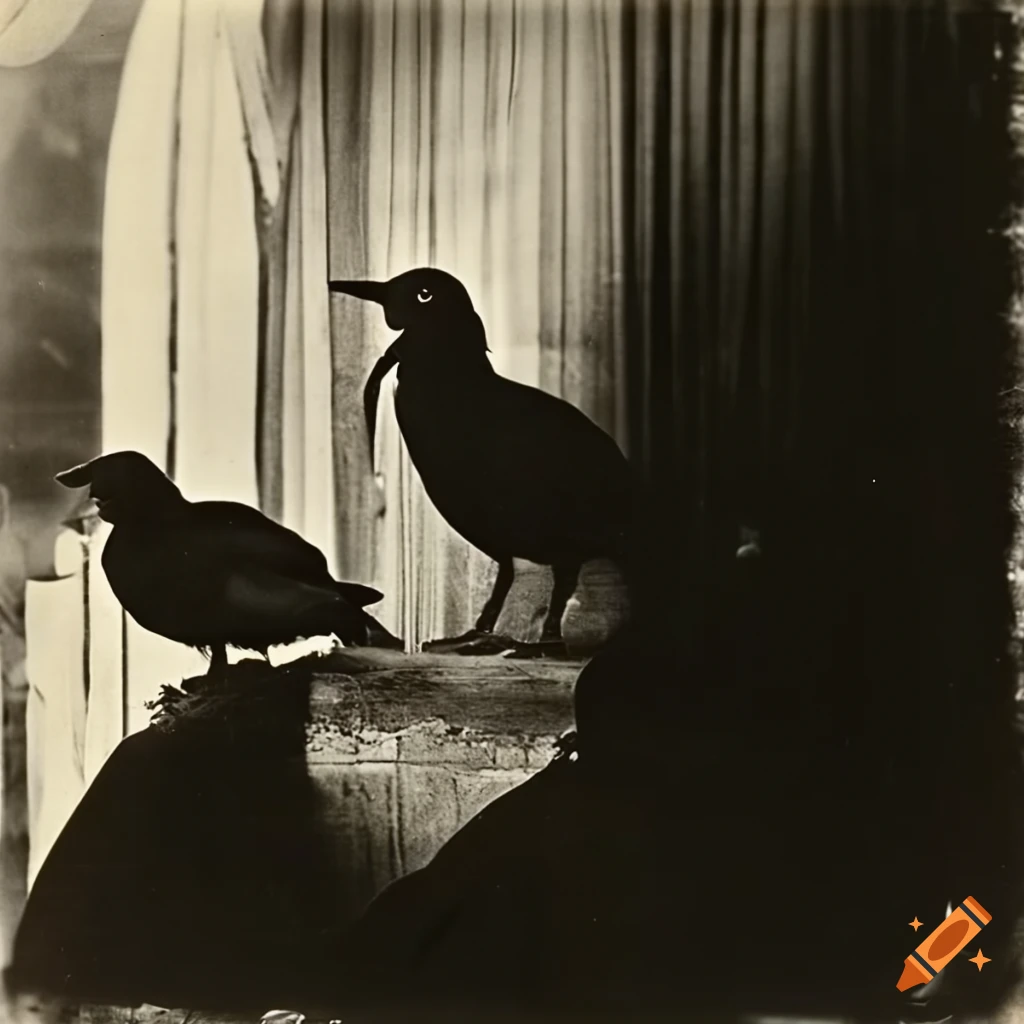 Vintage photograph of people with bird-like features on Craiyon