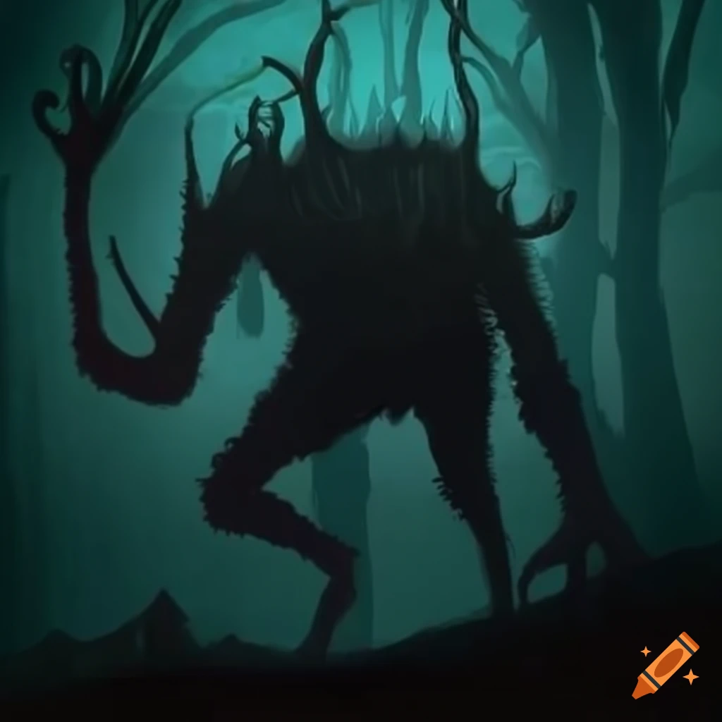 Lovecraftian shadow entity with large eye and antlers on Craiyon