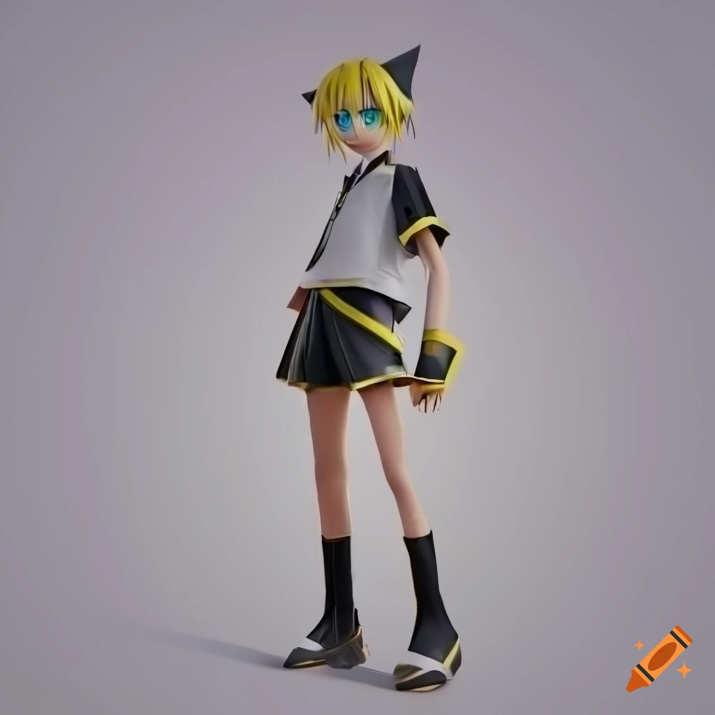 Kagamine Len full-length portrait in high quality 3D render on Craiyon
