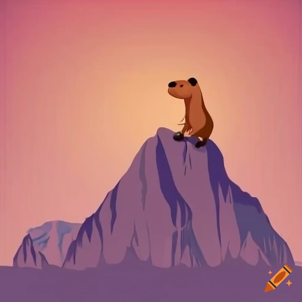 Capybara climbing a mountain on Craiyon