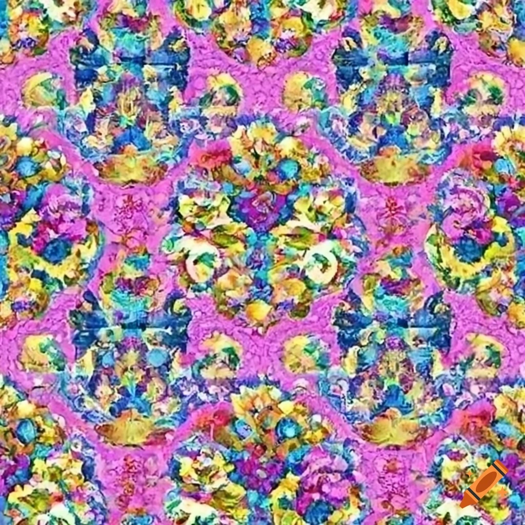 Rainbow pastel intricate floral pattern in rococo style on Craiyon