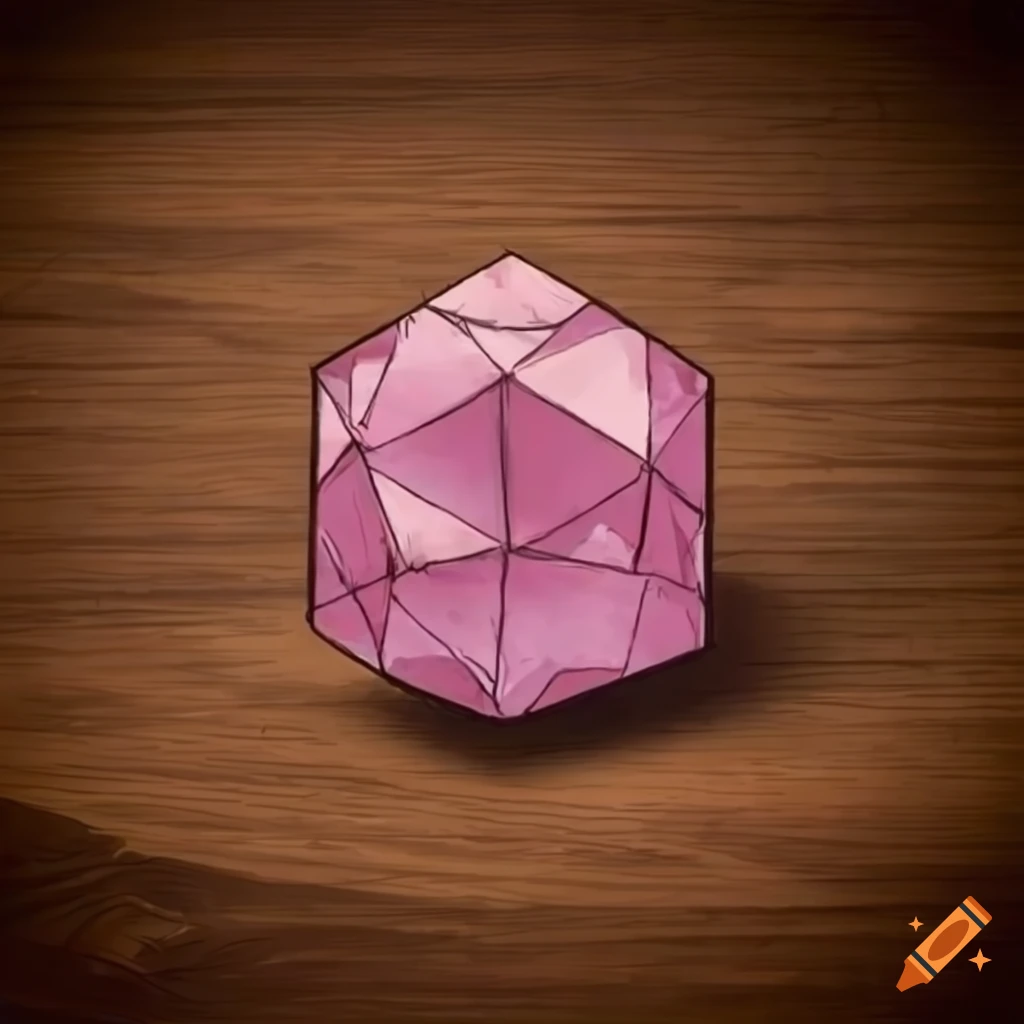 Medieval drawing of a pink diamond on a wooden table on Craiyon