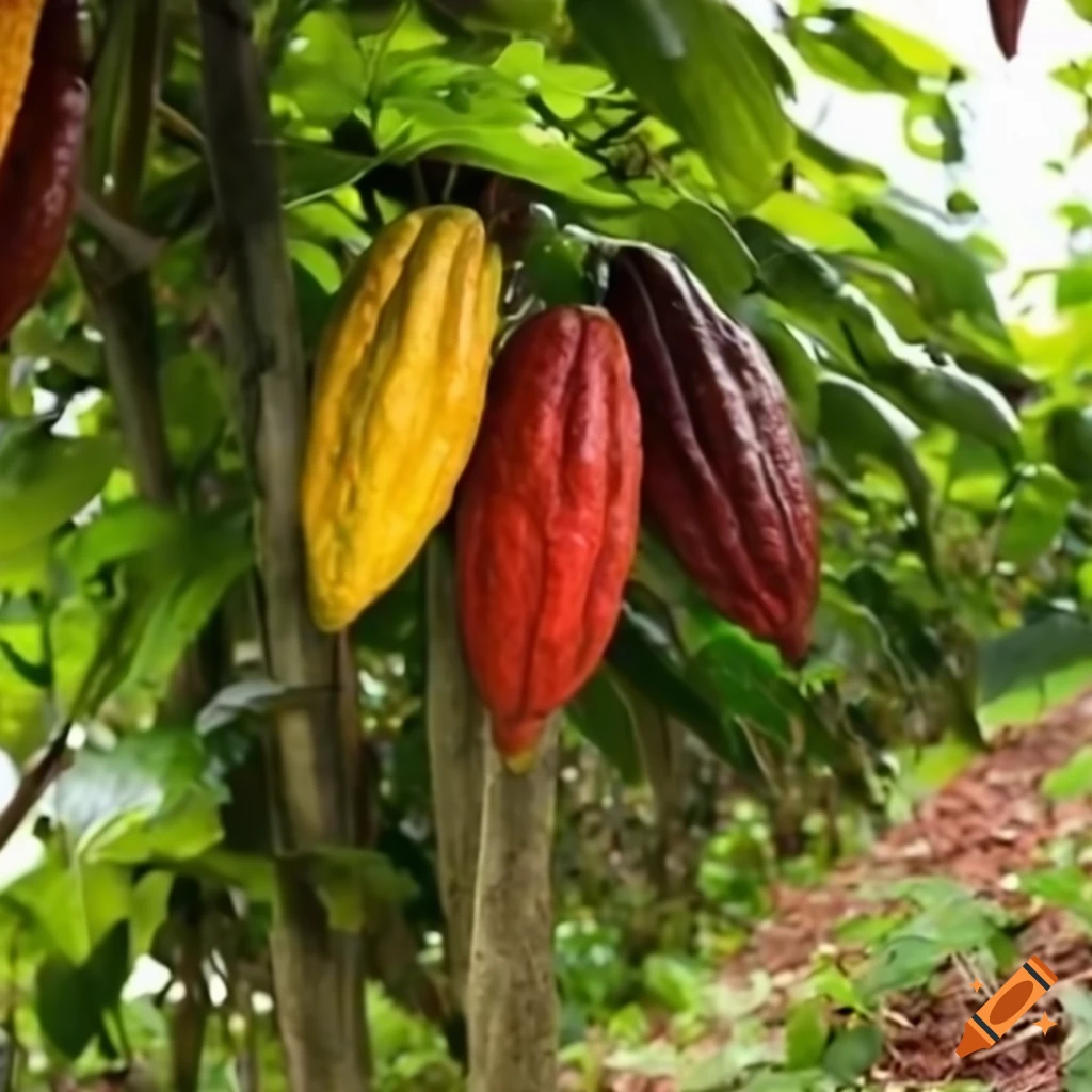 Outdoor photo of a cocoa plant on Craiyon