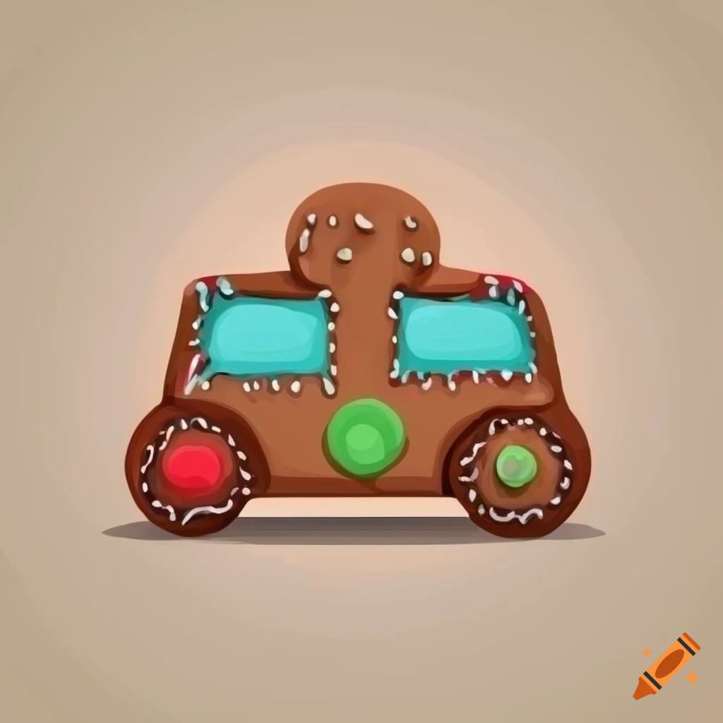 Simple vector art of a gingerbread car on Craiyon