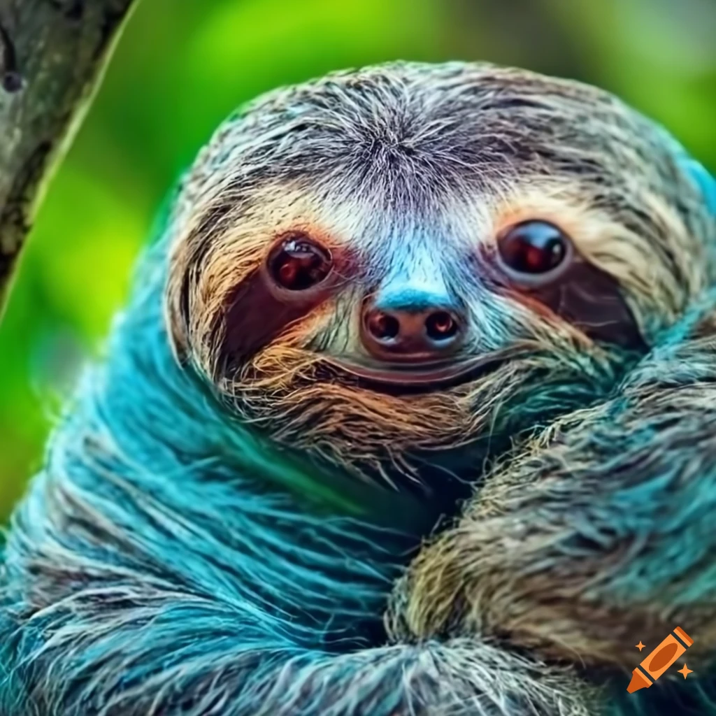 Portrait of a blue sloth on Craiyon