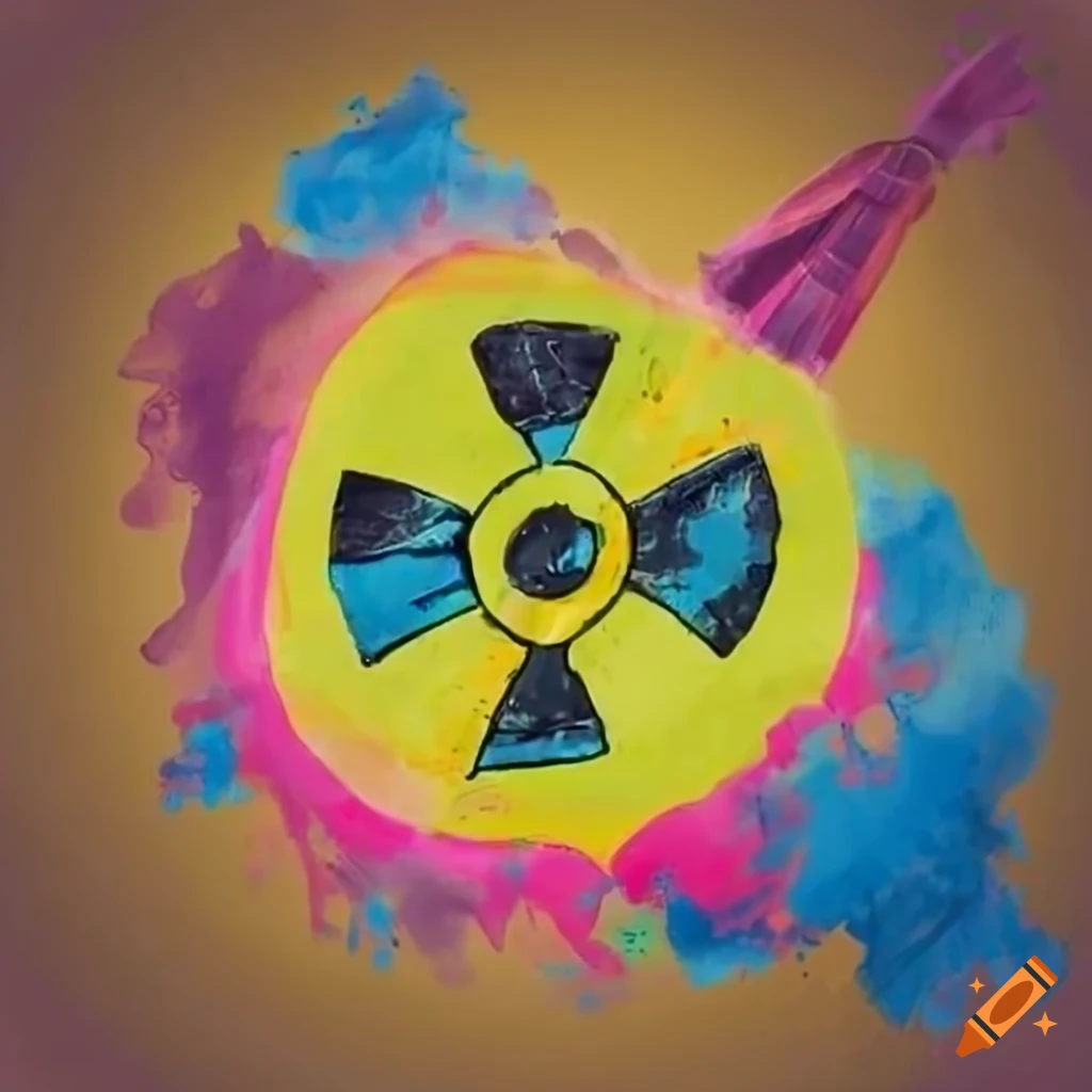 Kids drawing with the theme of no nuclear weapons on a yellow ...