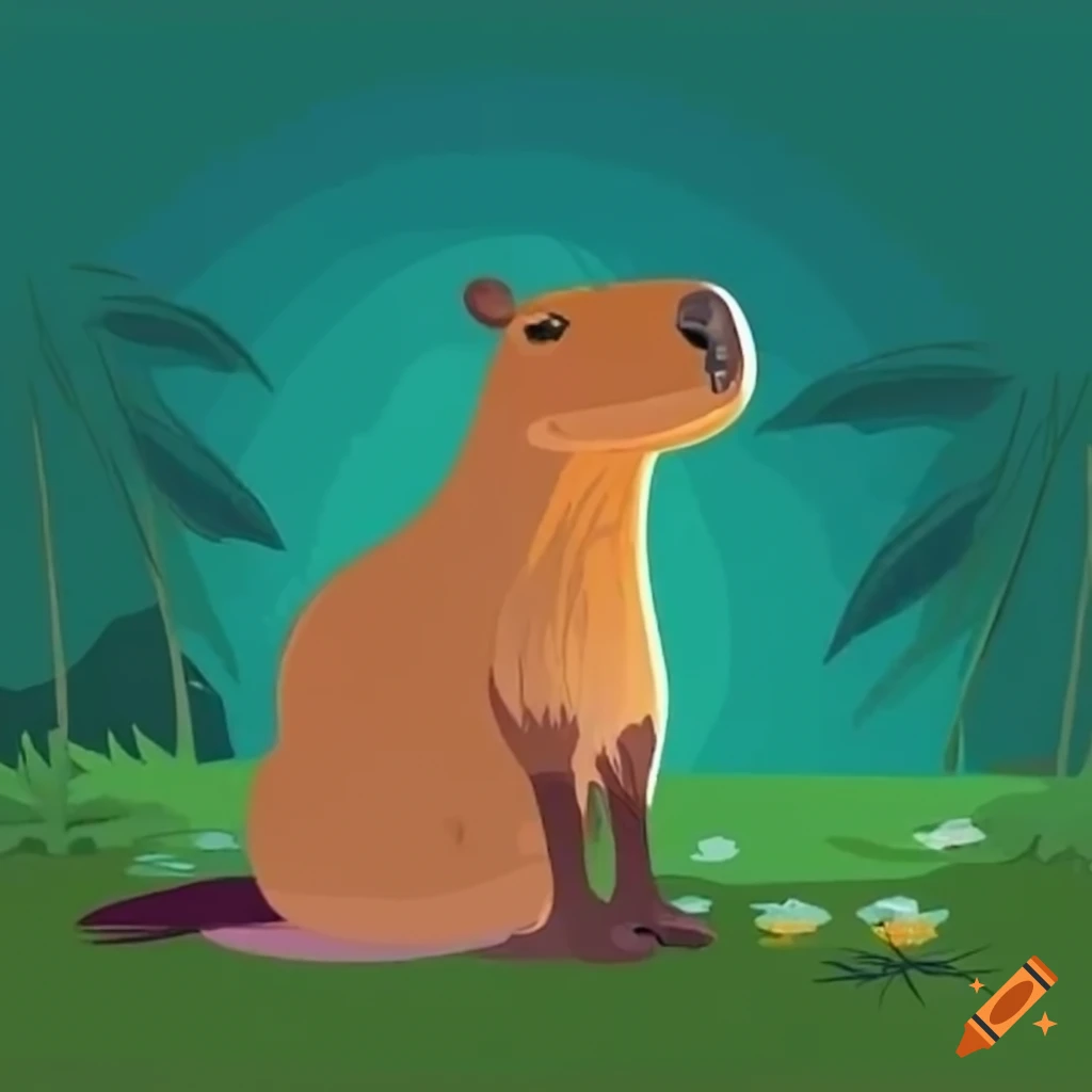 Capybara resting on the lawn on Craiyon