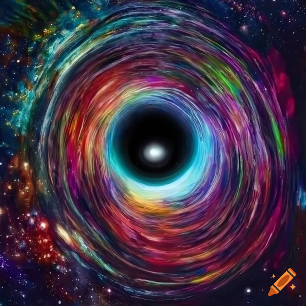 Cosmic realm with mesmerizing black hole surrounded by shimmering stars ...
