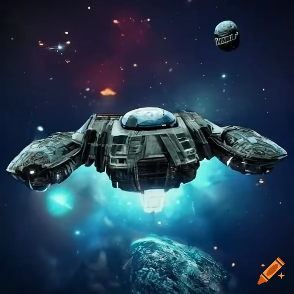 Atari style Asteroids spaceship on a vibrant space mission on Craiyon