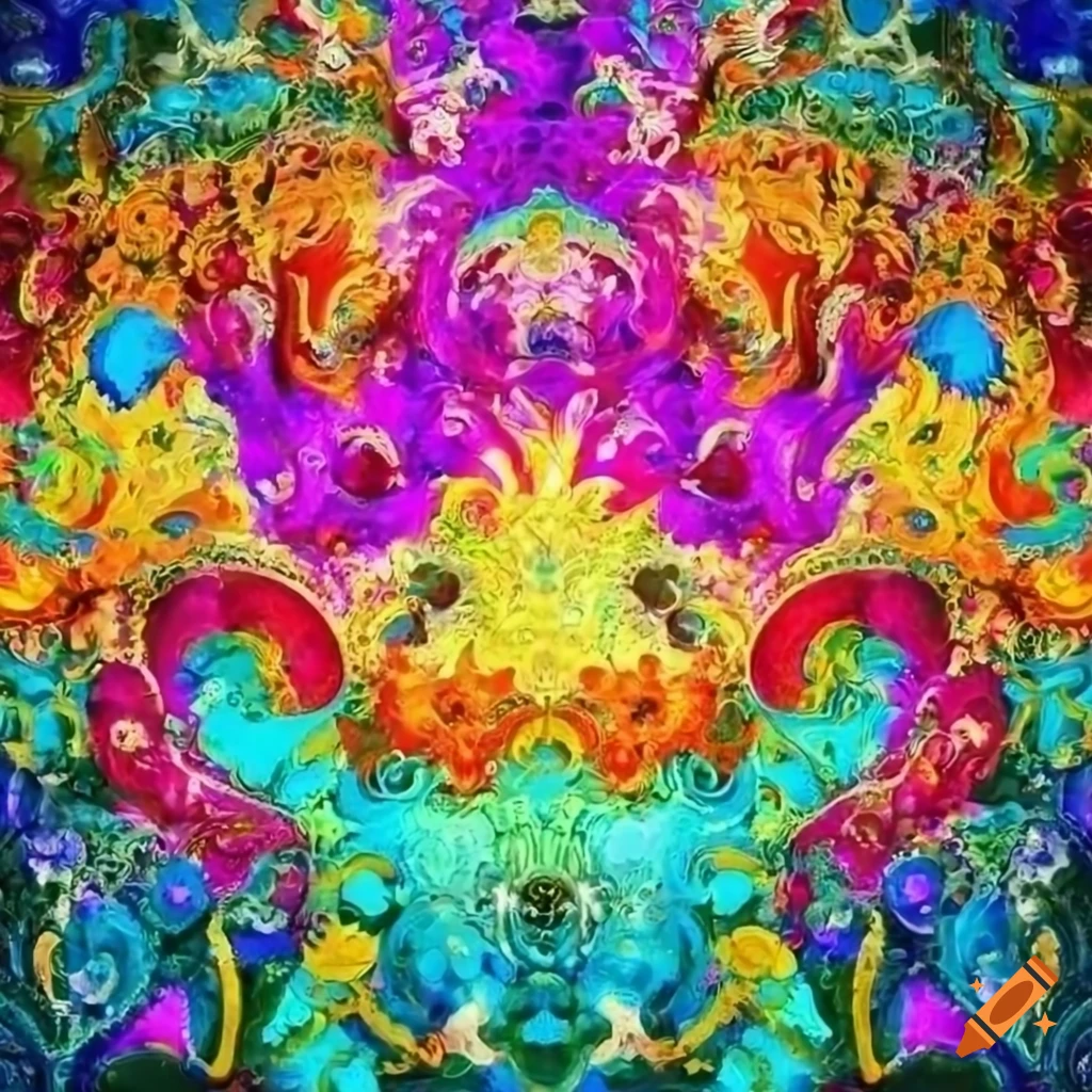 Intricate crystalline pattern with an infrared funky rococo style in ...