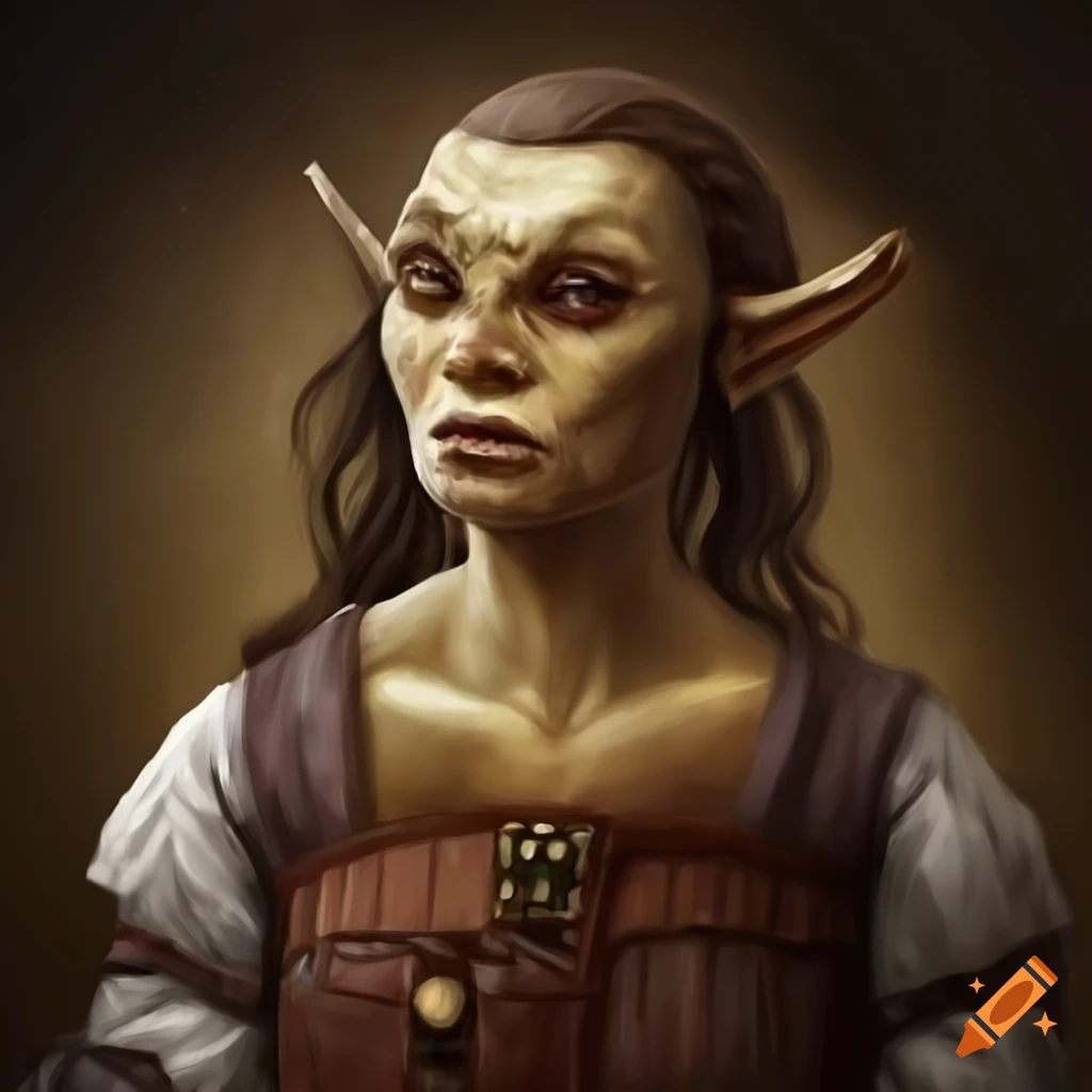 Medieval fantasy portrait of an orc woman merchant on Craiyon