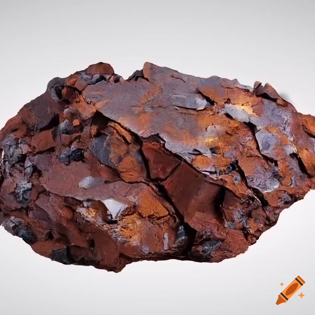 Photorealistic iron ore with detailed textures on white background on ...