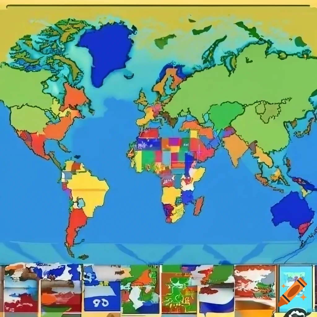 Political world map showing country borders on Craiyon