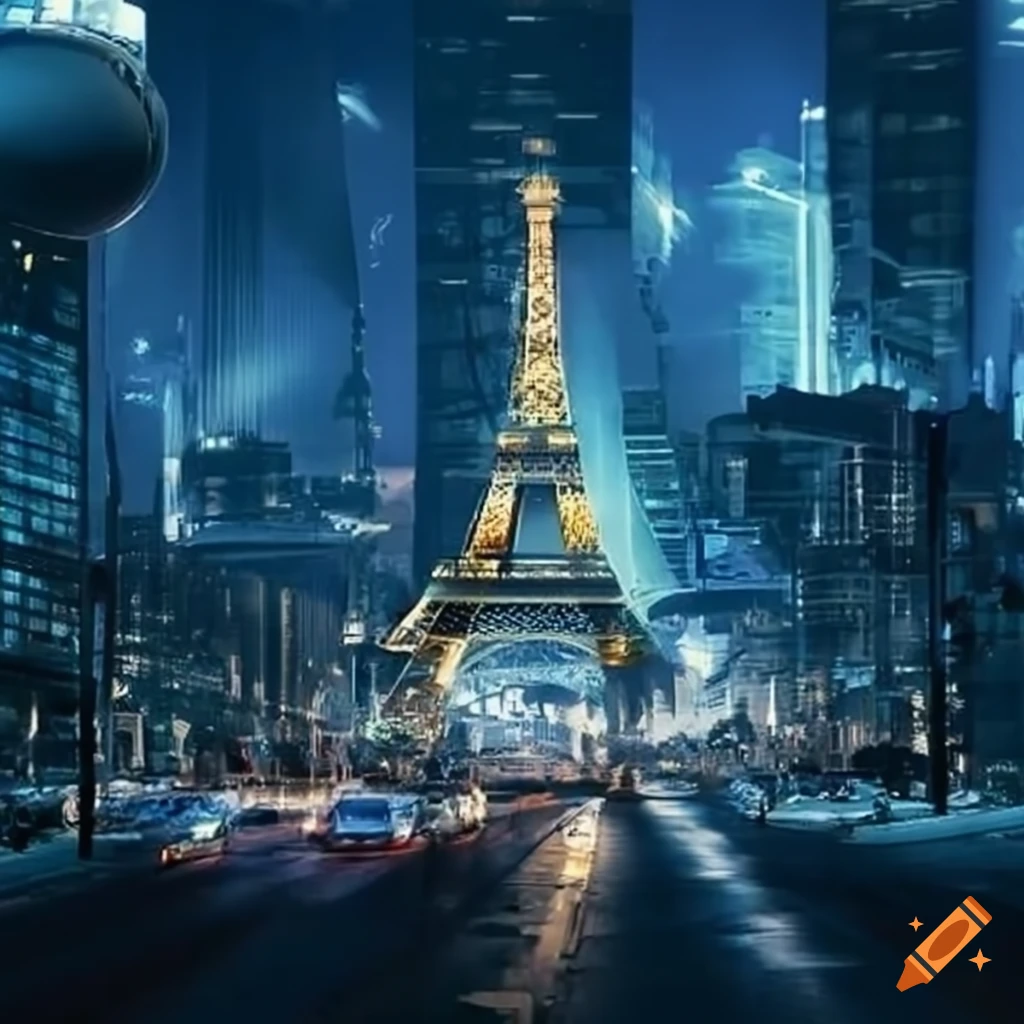 Paris cityscape in a futuristic setting on Craiyon
