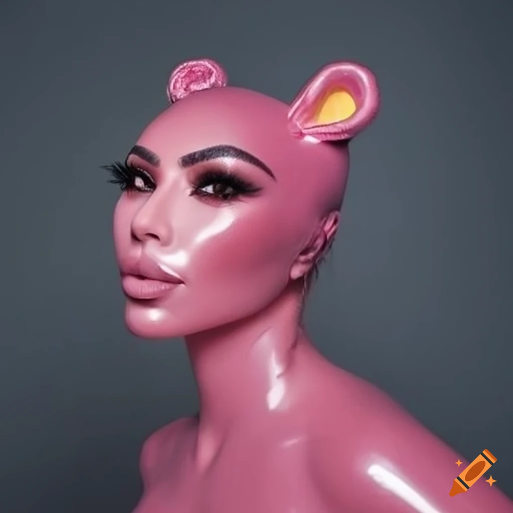 Dusty pink latex kim kardashian pink panther head on Craiyon