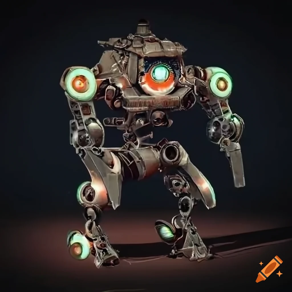 Giant armored mechanical flying robot with hornet features under a ...