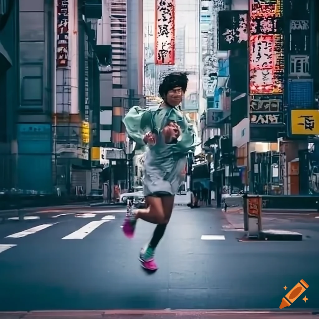 Samurai running in the streets of tokyo on Craiyon